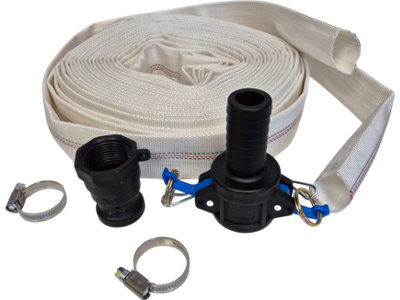 10M LAY-FLAT 2" HOSE KIT K - COLLAPSIBLE WATER TRANSFER HOSE WITH ...