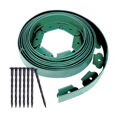 10m Plastic Garden Border Edging L Shaped Wavy Design with 30 Pegs ...