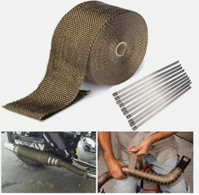 10M Titanium Exhaust Heat Wrap Manifold Downpipe High Temp Bandage Tape ...