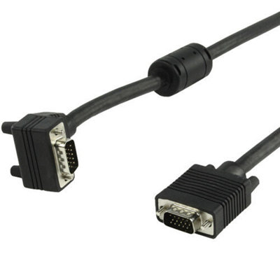 10m VGA SVGA Cable Right Angled 90 Degree to Straight Male Connector Lead