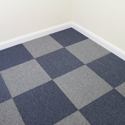 10m2 Storm Blue And Platinum Grey Carpet Tiles | DIY at B&Q