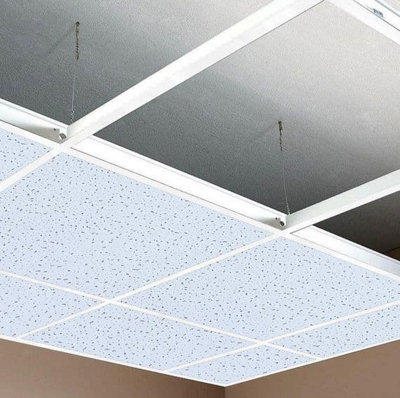 10m2 White Suspended Ceiling Grid System 600mm x 600mm Metail Frame Kit ...