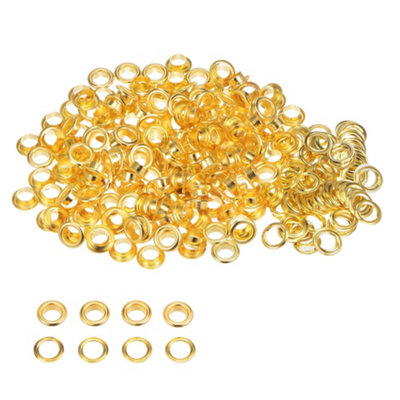 10mm Brass Eyelets with Washers, Rust-Proof Grommets, Gold - 100pcs