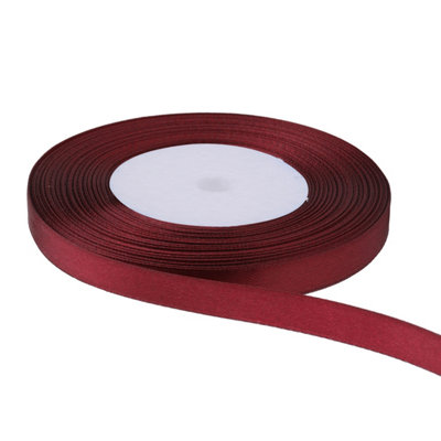 10mm Burgundy Double Sided Satin Polyester Ribbon Roll, 25 metres