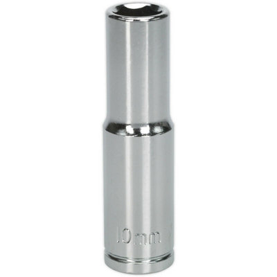 10mm Chrome Plated Deep Drive Socket - Durable 3/8" Square Drive Tool