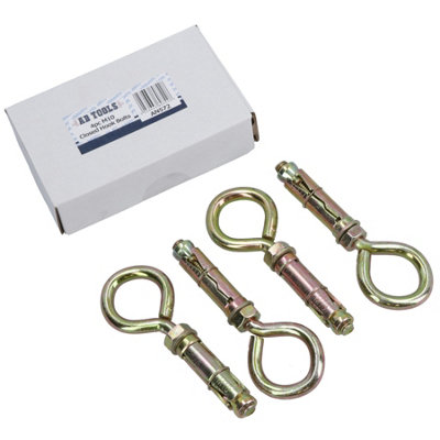 10mm Closed Hook Eye Bolts Rawl Shield Wall Anchor Expansion Brick ...