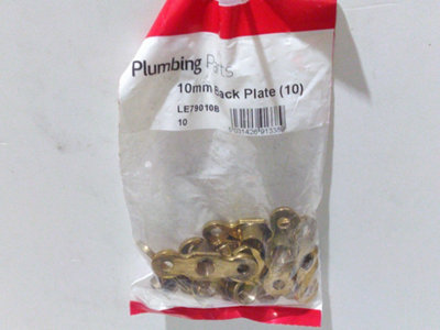 10mm Female Back Plate Elbow Fixing Plates Brass - Pack of 10 - For ...