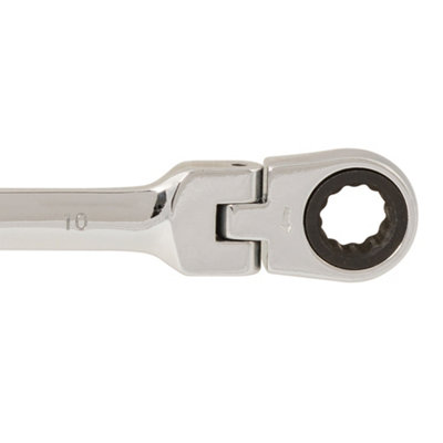 10mm Flexible Ratchet Ring Spanner Pivot Metric Car Lorry Garage Handy Tool