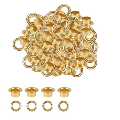 10mm Long Barrell Eyelets with Washers, Gold, 100pcs