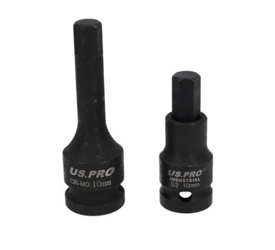 10mm Short (53mm) + Long (78mm) Impacted Hex Allen key Sockets 1/2 ...