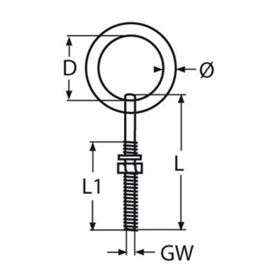 10mm x 100mm Stainless Steel Wood Screw Lag Thread Ring Eye Bolt ...
