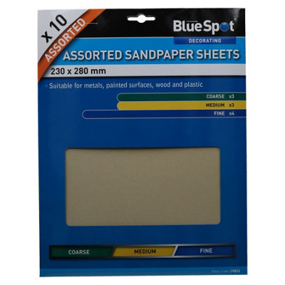 10pc Assorted Sandpaper Sanding Sheets For Metal Wood Plastic Mixed ...