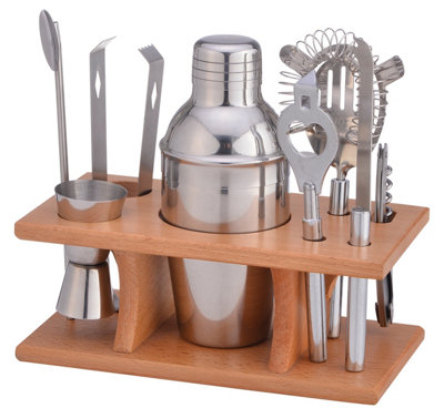 10pc Cocktail Maker Set Shaker Glass | DIY at B&Q