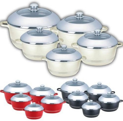 10Pc Non Stick Die Cast Saucepan Pot Set Lid Pan Cookware Casserole ...