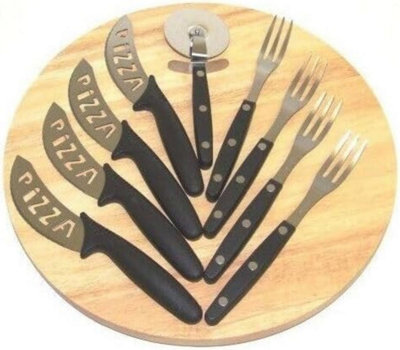 10Pc Pizza Cutting Set Board Kitchen Cutter Chef Baking Wheel Wood ...
