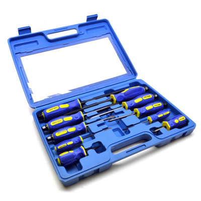 10pc Professional Screwdriver Case Phillips Flat Head Hex End Go ...