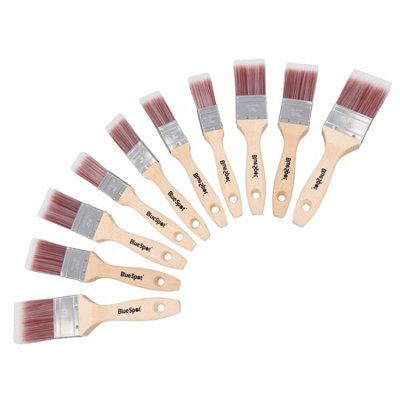 10pc Synthetic Paint Brush Painting + Decorating Brushes Wooden Handle ...