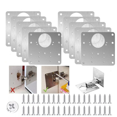 10pcs Cabinet Hinge Repair Plate With 60 Screws Home Wardrobe Cabinet ...