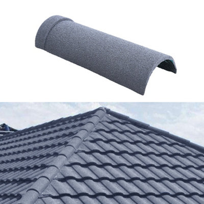10Pcs Grey Half Round Ridge Tile Stone Coated Metal Roofing 420mm W x ...