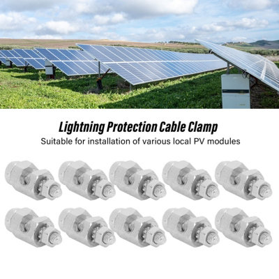 10PCS HEX COPPER GROUNDING CABLE CLAMPS FOR LIGHTNING PROTECTION IN PV ...