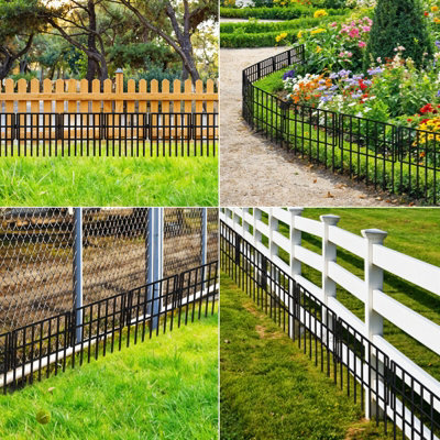 10pcs Hook and Loop Design Decorative Metal Garden Fence Panels 30.7cm ...