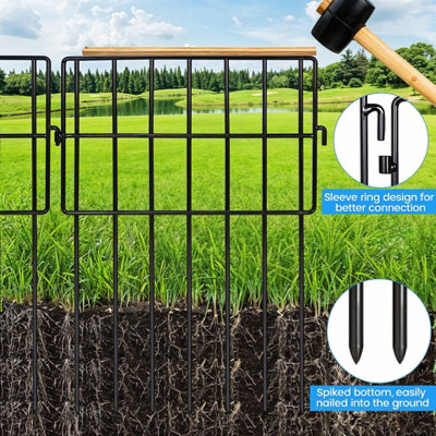 10pcs Hook and Loop Design Decorative Metal Garden Fence Panels 30.7cm ...
