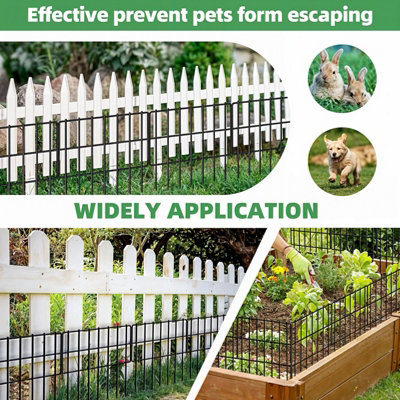 10pcs Hook and Loop Design Decorative Metal Garden Fence Panels 30.7cm ...