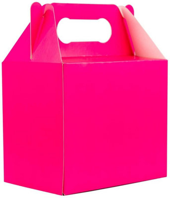 10Pcs Hot Pink Colour Cardboard Lunch Takeaway Birthday Wedding Carry ...