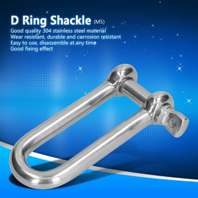 10Pcs M5 Long D Shackle 304 Stainless Steel Straight Anchor Screw Pin ...