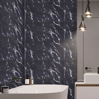 10pcs Peel and Stick Black Marble Wall Sticker for Bathroom,Kitchen ...