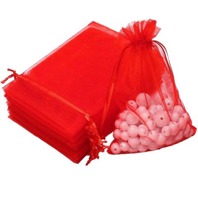 10pcs Red Luxury Organza Gift Bags Jewellery Pouches Xmas Party Candy ...