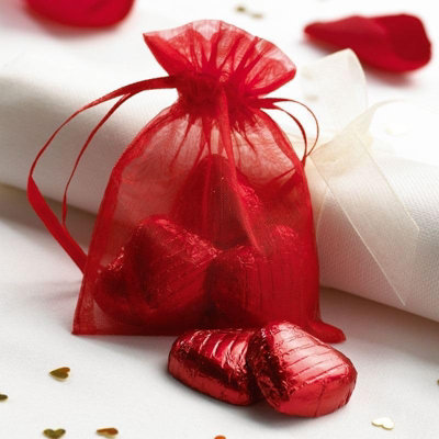 10pcs Red Luxury Organza Gift Bags Jewellery Pouches Xmas Party Candy ...