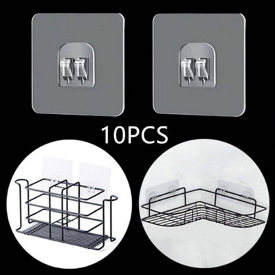 10PCS Transparent Hanging Shelf Hooks Wall Storage Rack Fixing Patch ...