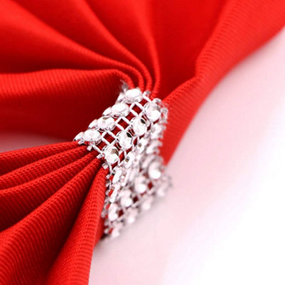 10pcs Wider Chair Bows Sash Band with Slider Buckle, Red