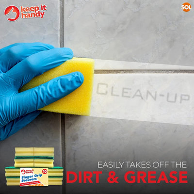 10pk Heavy Duty Sponge Scourer with Finger Grip, Sponges Washing Up ...