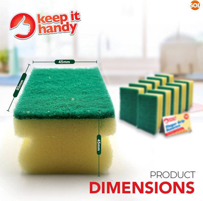 10pk Heavy Duty Sponge Scourer with Finger Grip, Sponges Washing Up, Scourers Sponge, Kitchen ...
