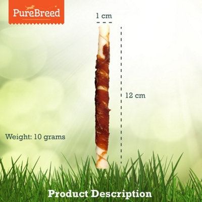 10pk PureBreed Twist Rawhide Sticks Duck Dog Treats