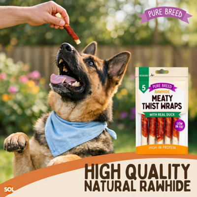 10pk PureBreed Twist Rawhide Sticks Duck Dog Treats