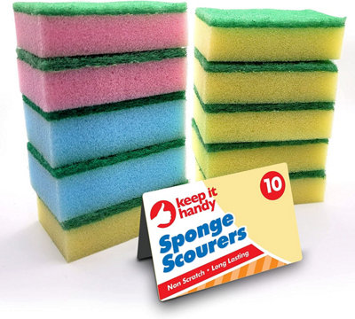 10pk Small Sponge Scourer for Kitchen, Sponges Washing Up, Kitchen ...