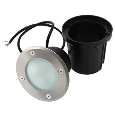 10w Outdoor Ground Walkover Light Round Cool White Brushed Chrome GL01CW