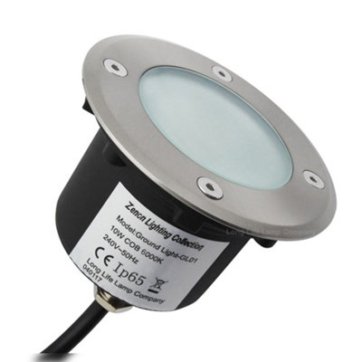 10w Outdoor Ground Walkover Light Round Cool White Brushed Chrome GL01CW