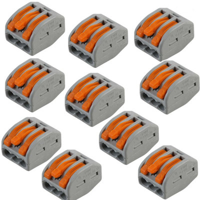 10x 3 Way WAGO Connector 32A Electrical Lever Terminal Block Push Fit ...
