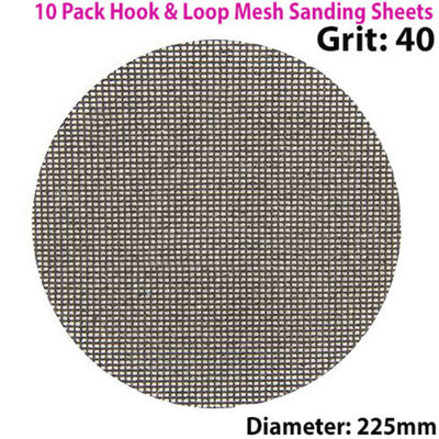 10x 40 Grit Silicon Carbide Mesh 225mm Round Sanding Discs Hook Loop Backing