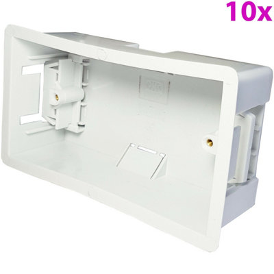 10x 47mm Deep Plasterboard Back Box Double Dry Lining Wall Flush Mount ...