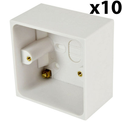 10x 47mm Deep Single Plastic Surface Mounted AV HDMI Back Box 1 Gang ...