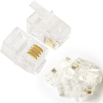 10x 4P4C RJ9 RJ10 RJ22 Cable Crimp Connector Plugs Telephone Contact ...