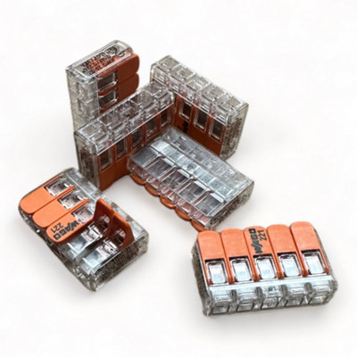 10x 5 Way WAGO 221-415 Series Reusable Electrical Wire Cable Connectors ...
