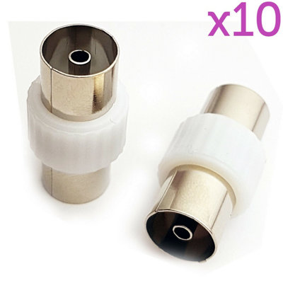 10x Aerial Female to Socket Coupler Adapter Cable Coax Extension Gender ...