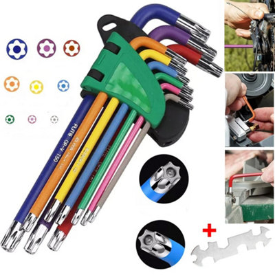 10x Allen Key Set Hex Metric Ball End Long Folding Colour Coded Design ...
