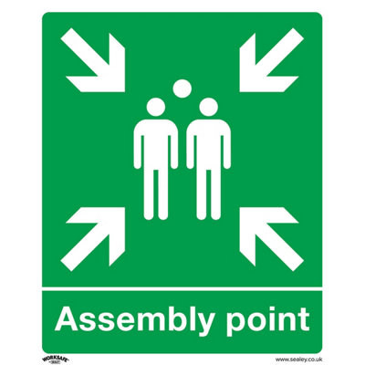 10x ASSEMBLY POINT Health & Safety Sign - Rigid Plastic 250 x 300mm ...